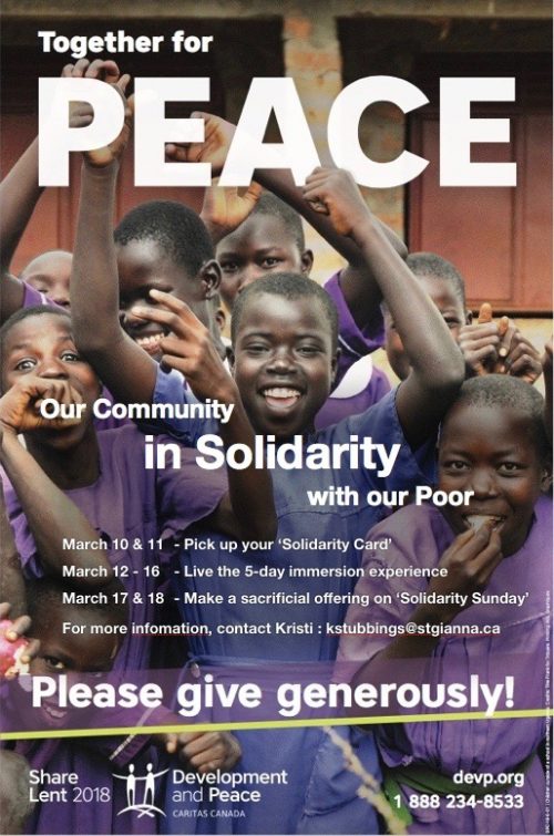 Solidarity Sunday - March 17 & 18 - St Gianna
