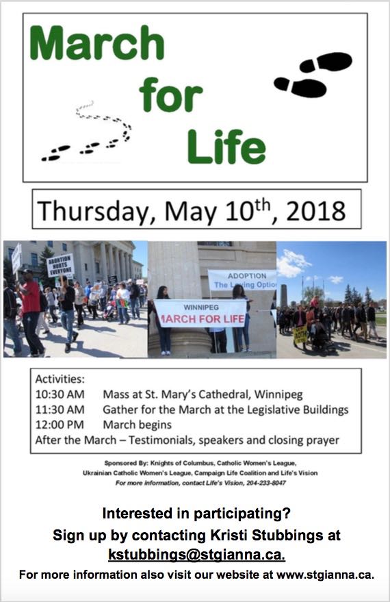 March for Life - May 10 - St Gianna